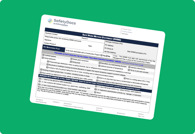 Asbestos Removal Control Plan | SWMS Template | SafetyDocs